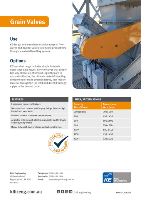 Grain Valves | Kilic Engineering